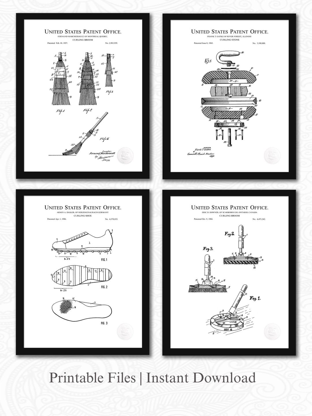 Vintage Curling Patent Collection | 4 JPG Downloads | Antique Sports ...