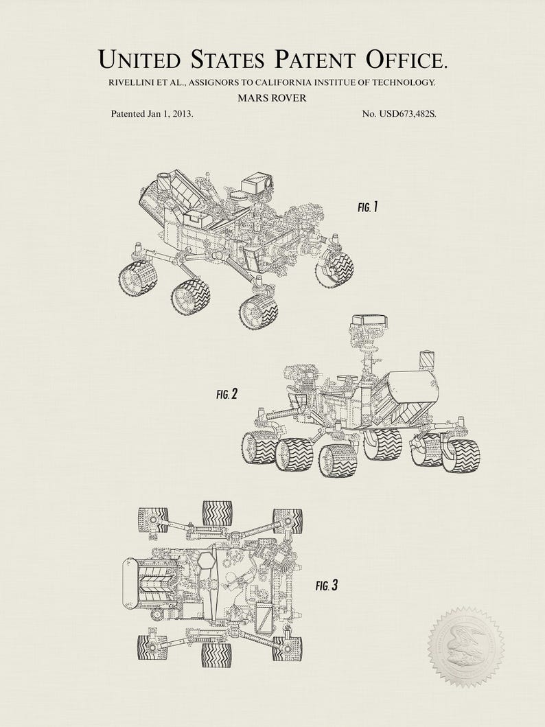 Mars Rover Patent Set | 4 Jpg Bundle | Spirit, Opportunity, Curiosity ...
