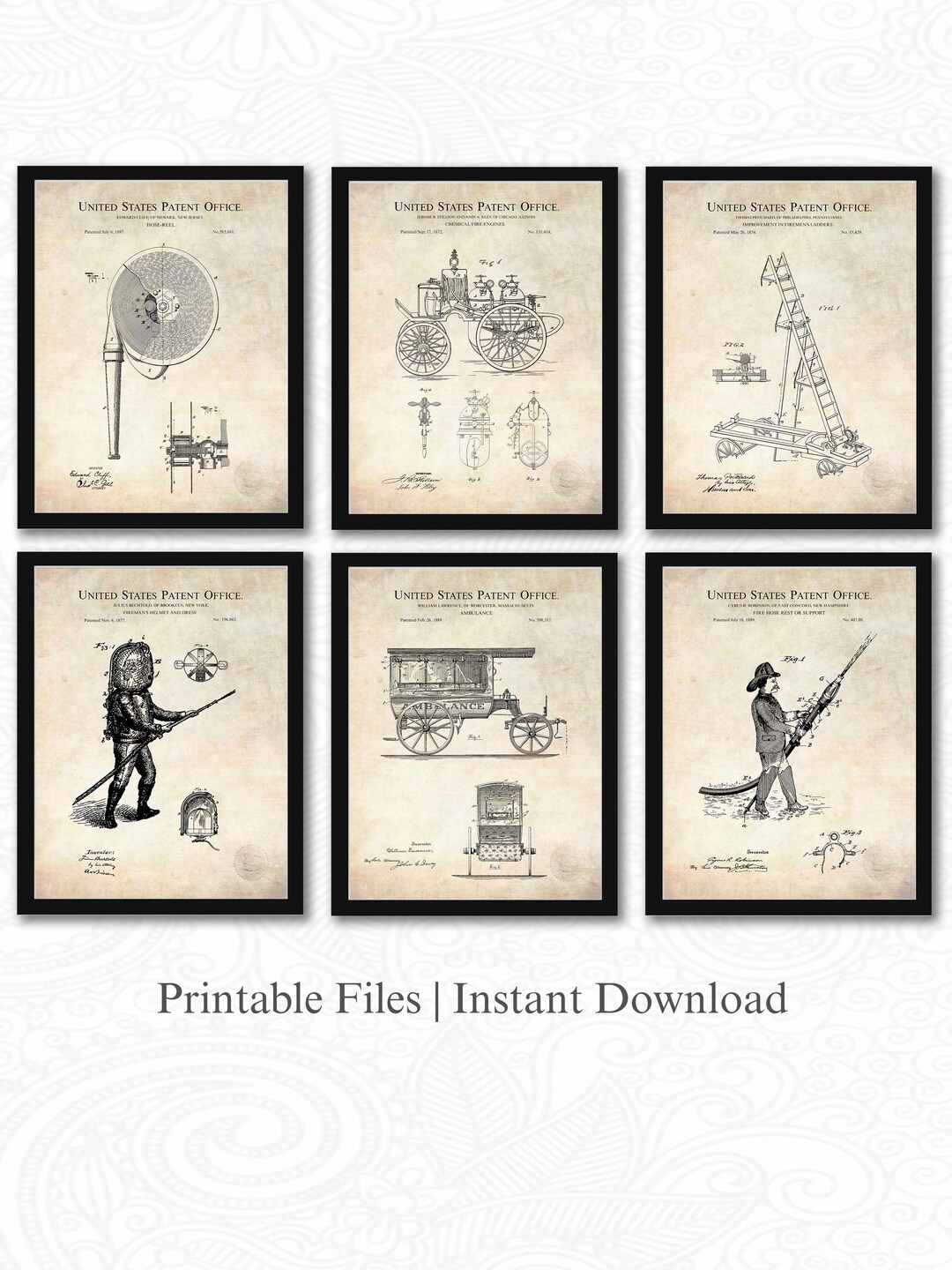 Historic Fire Equipment Patents | Set of 6 JPG Downloads | 1800s–1900s ...