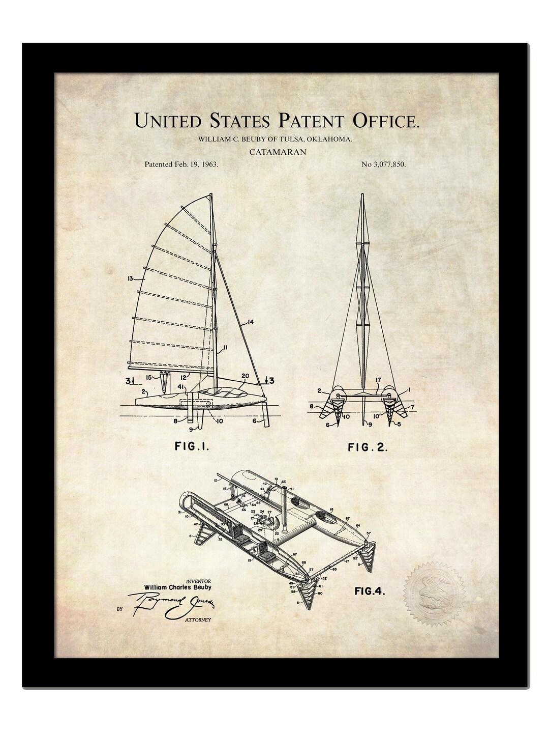 1963 Catamaran Patent | Digital Download | Vintage Sailboat Wall Art ...