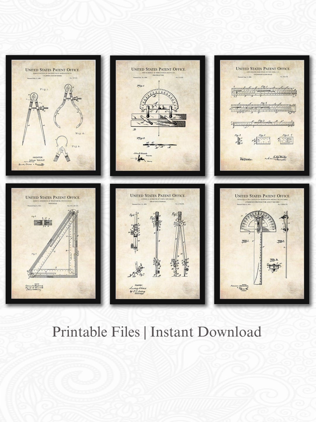 Engineering Tools Patent Set | JPG Download | Engineer Office Decor ...