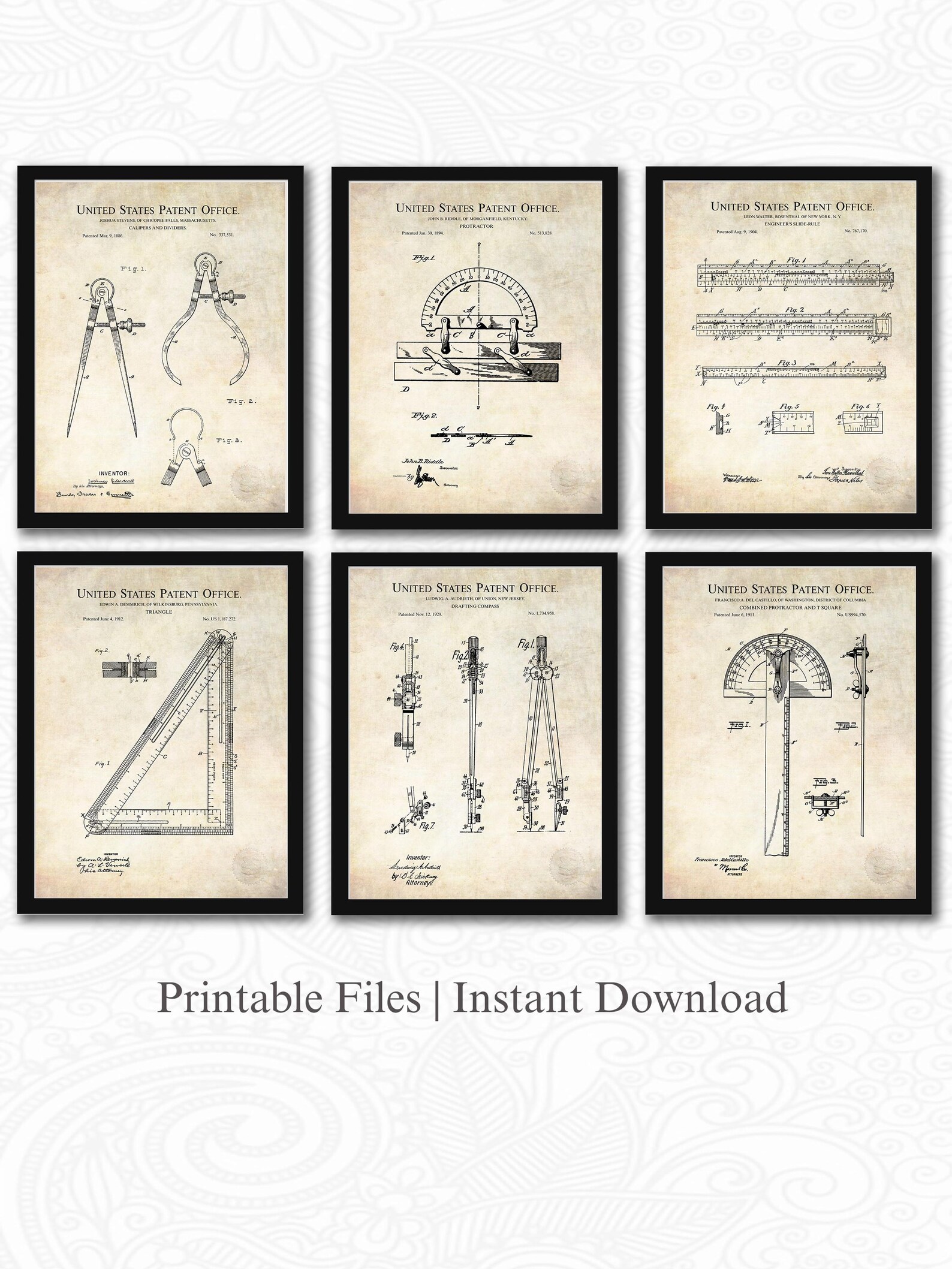 Engineering Tools Patent Set | JPG Download | Engineer Office Decor ...