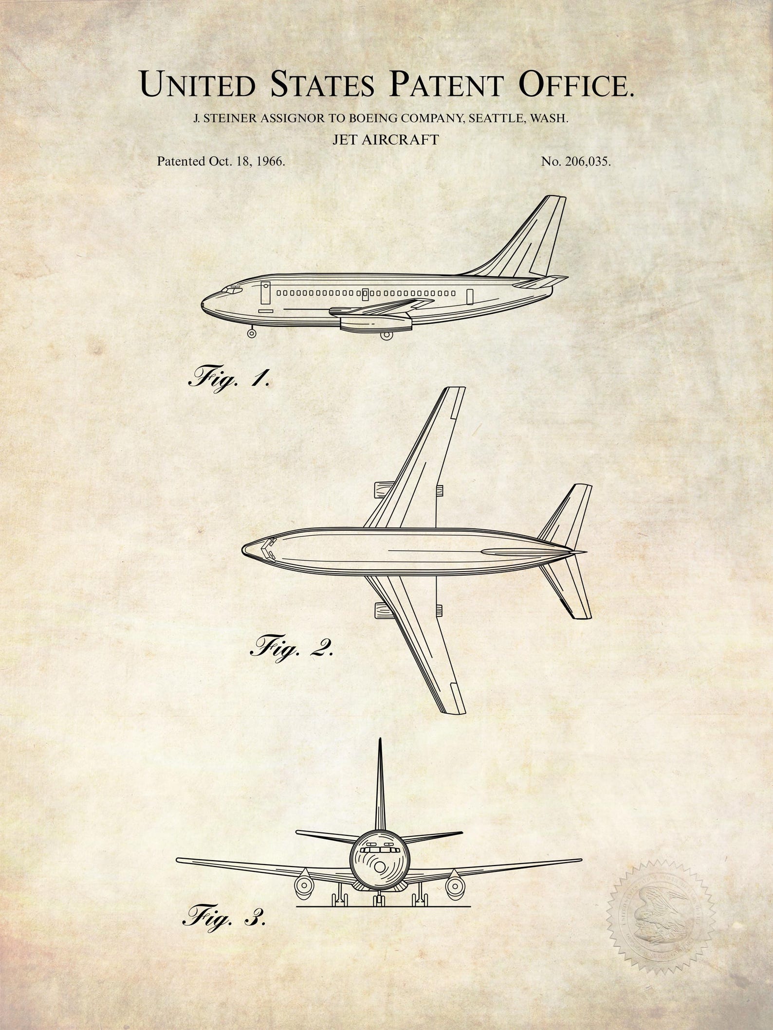 Classic Commercial Aircraft Patents | Set of 6 JPG Image Downloads ...