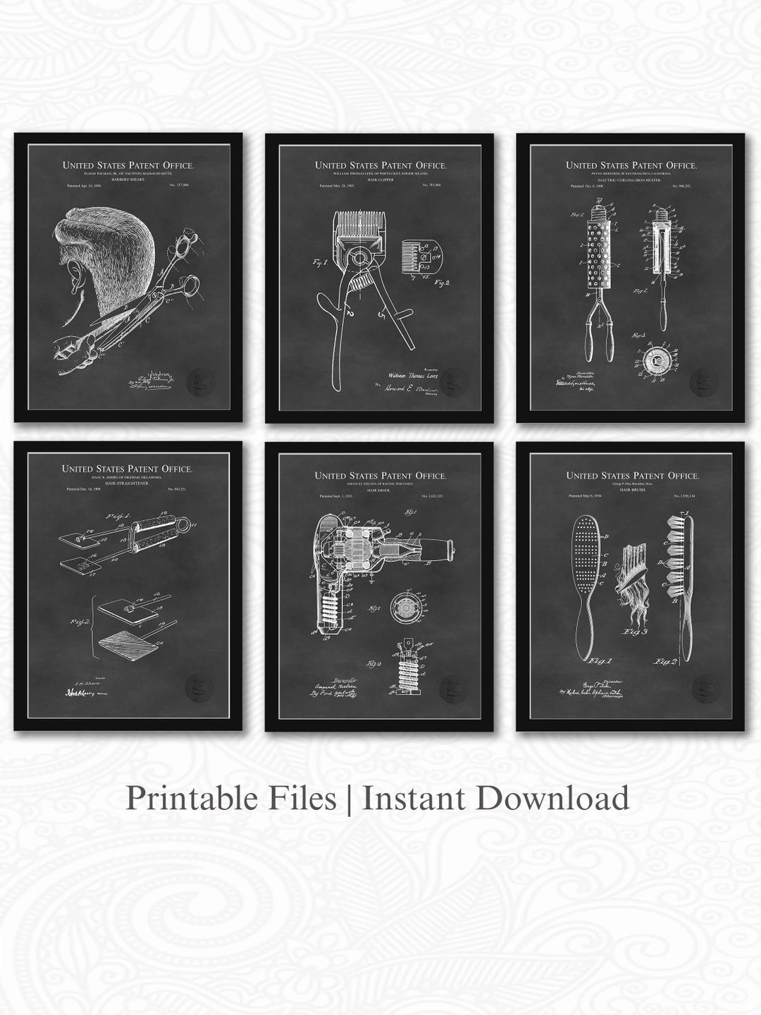 Stylist & Barber Patents Collection | Set of 6 Image Downloads ...
