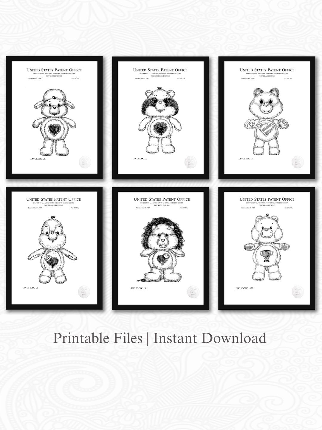 Classic 80s TV Character Toy Patents | 6 JPG Image Downloads | White ...
