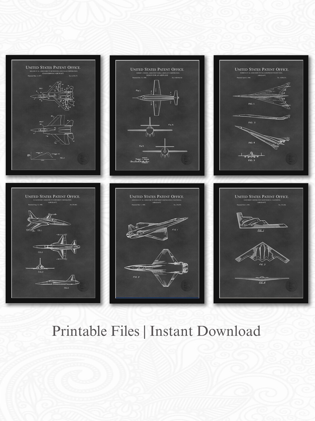 Modern Military Aircraft Patents | Set of 6 JPG Image Downloads ...