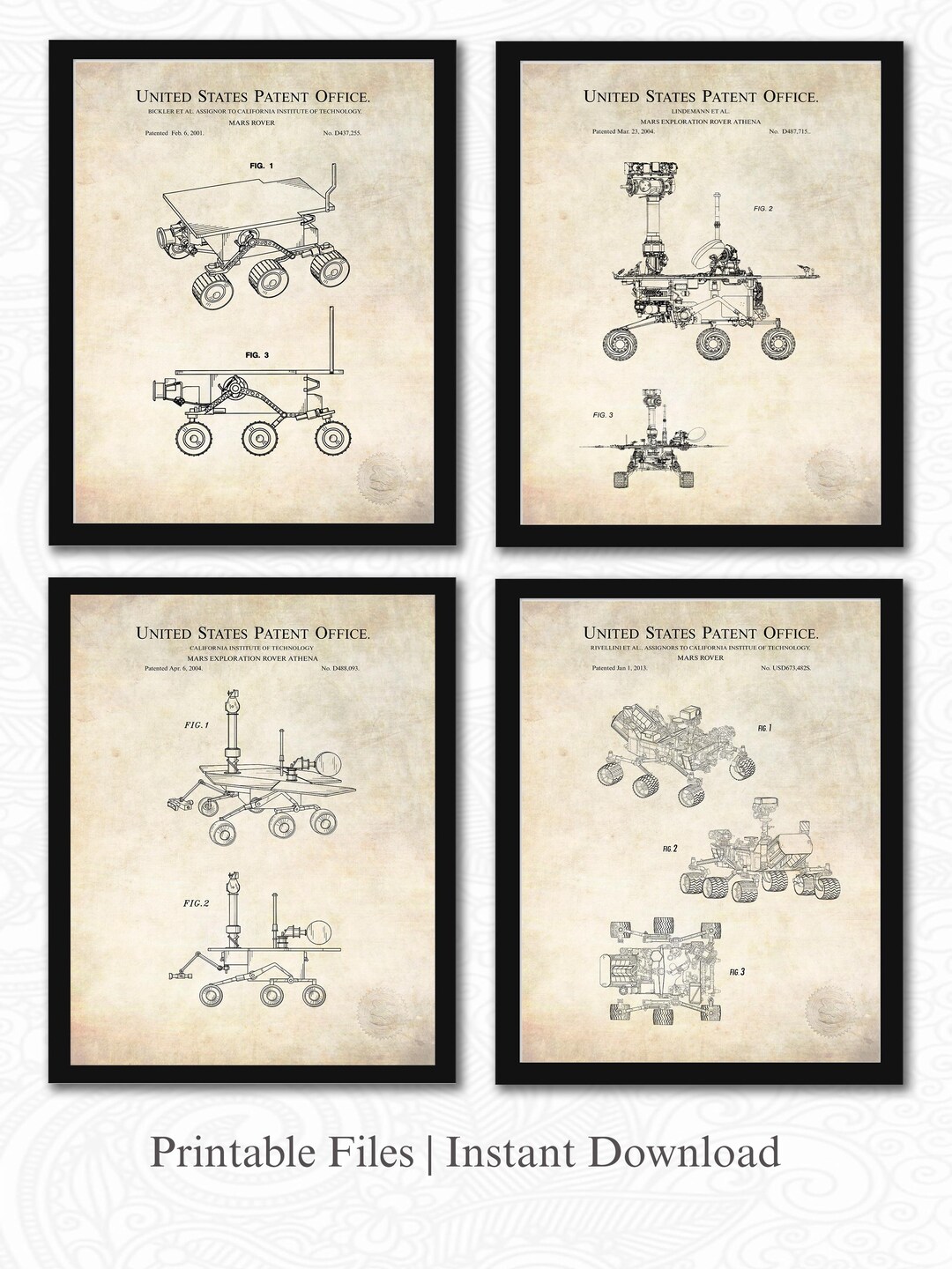 Mars Rover Patent Set | 4 Jpg File Bundle | Spirit, Opportunity ...