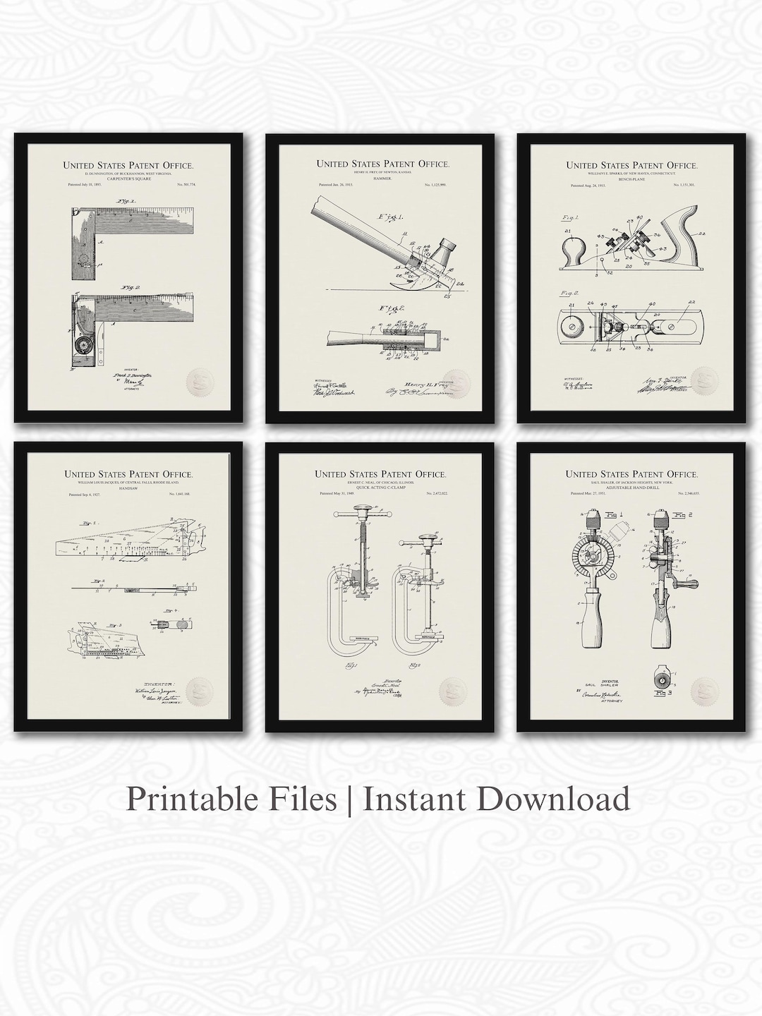 Vintage Carpentry Collection | 6 JPG Download | Workshop Art | Gift for ...