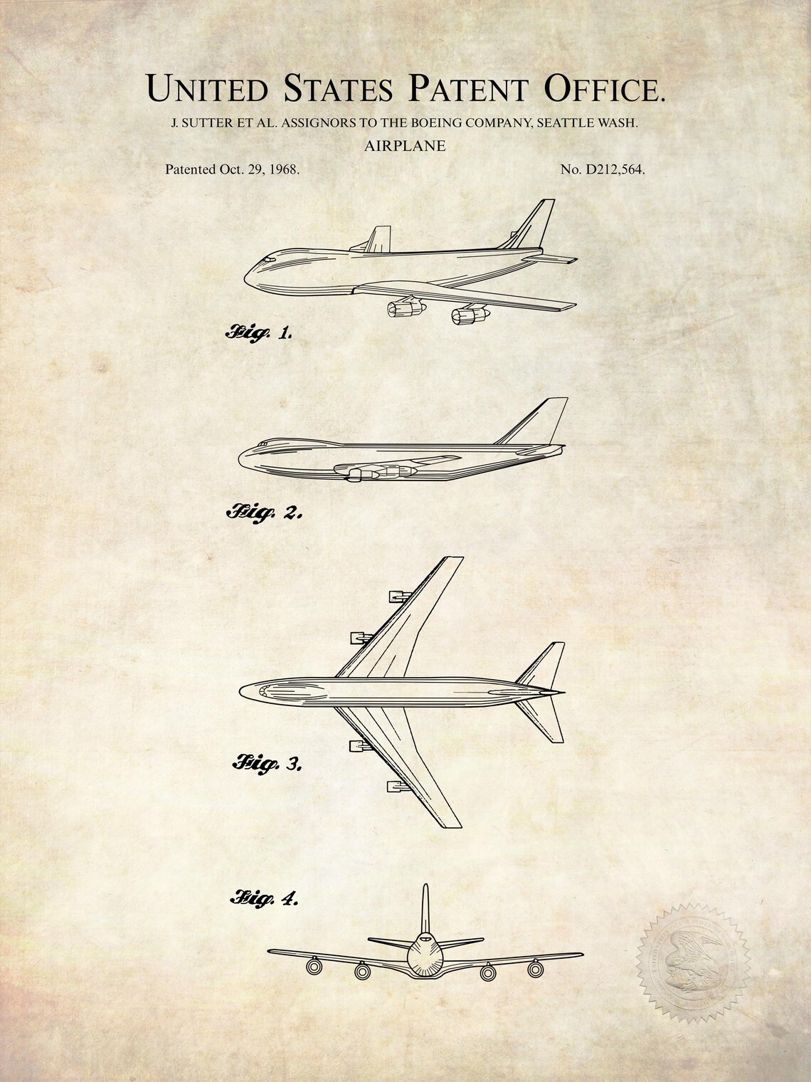 Classic Commercial Aircraft Patents | Set of 6 JPG Image Downloads ...