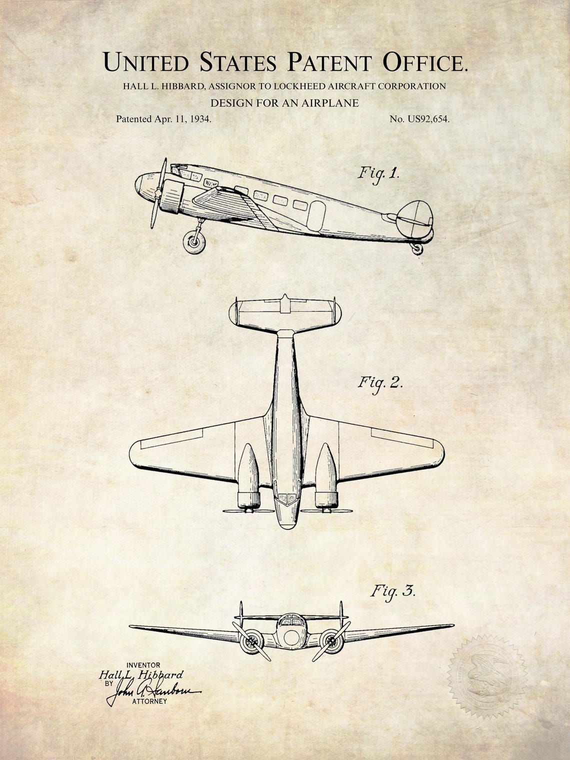 Classic Commercial Aircraft Patents | Set of 6 JPG Image Downloads ...