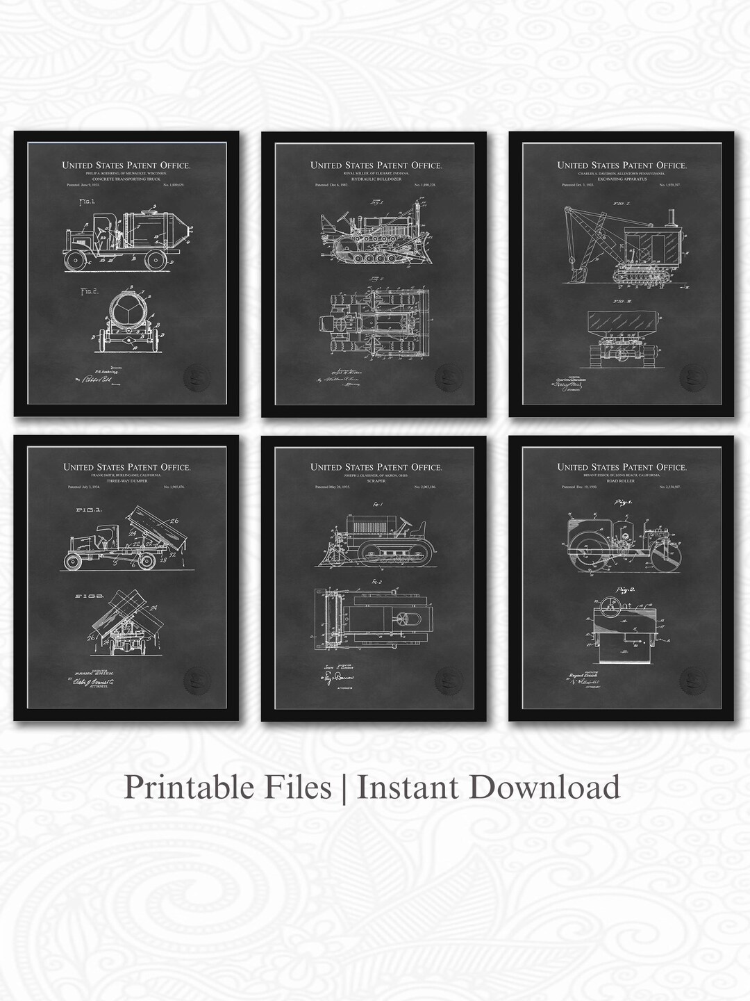 Vintage Construction Patent Collection | JPG Download | Heavy Machinery ...