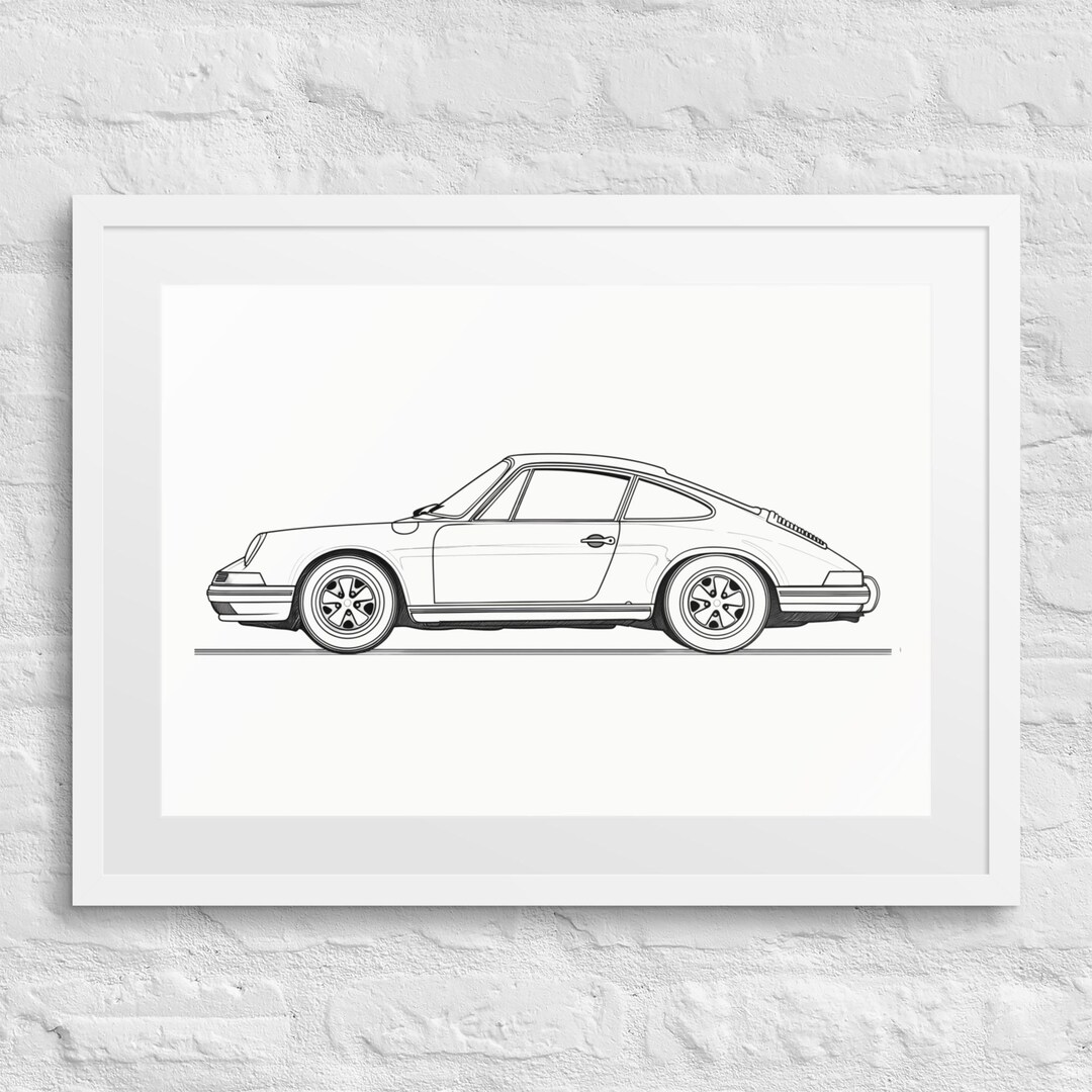 Classic Porsche 911 Line Art Print – Minimalist Car Wall Art – Framed ...