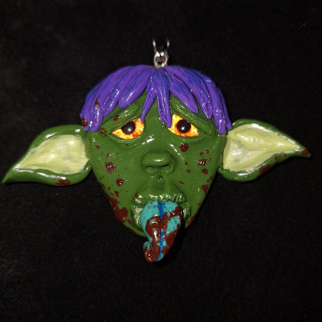 Purple Hair Goblin Polymer Clay Pendant - Etsy