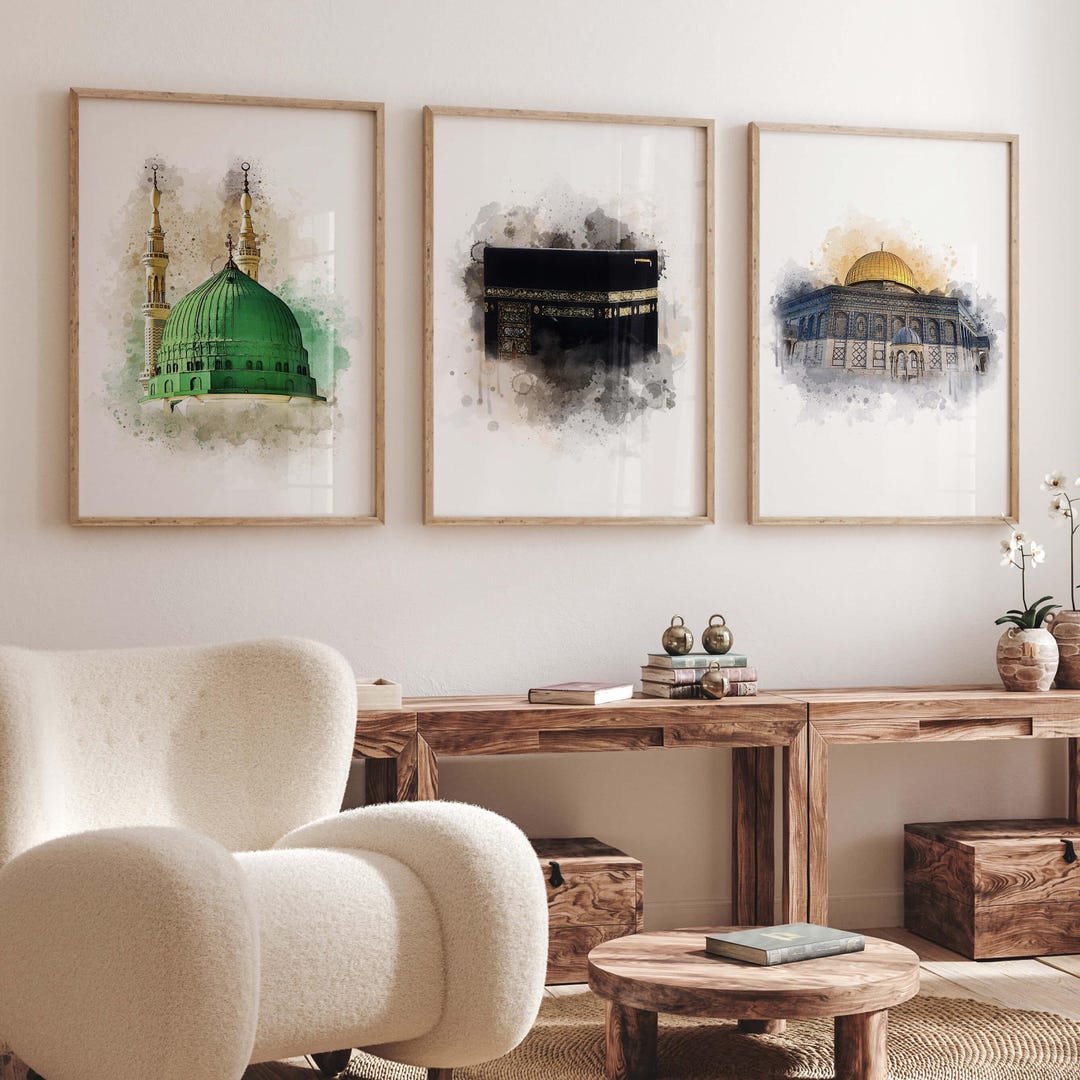 3x Islamic Art Poster Set - Islam Poster - Islamic Murals - Kaaba ...