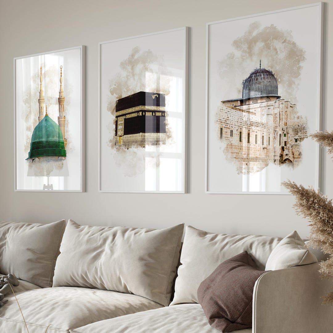 3x Islamic Art Poster Set - Islam Poster - Islamic Murals - Kaaba ...