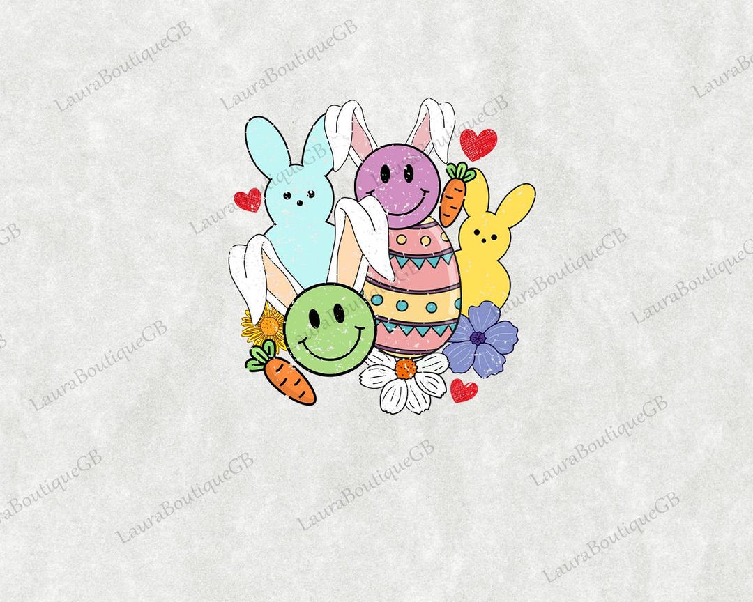 Groovy Easter Bunny Png, Smile Happy Easter Day Hippie Png, Trending ...