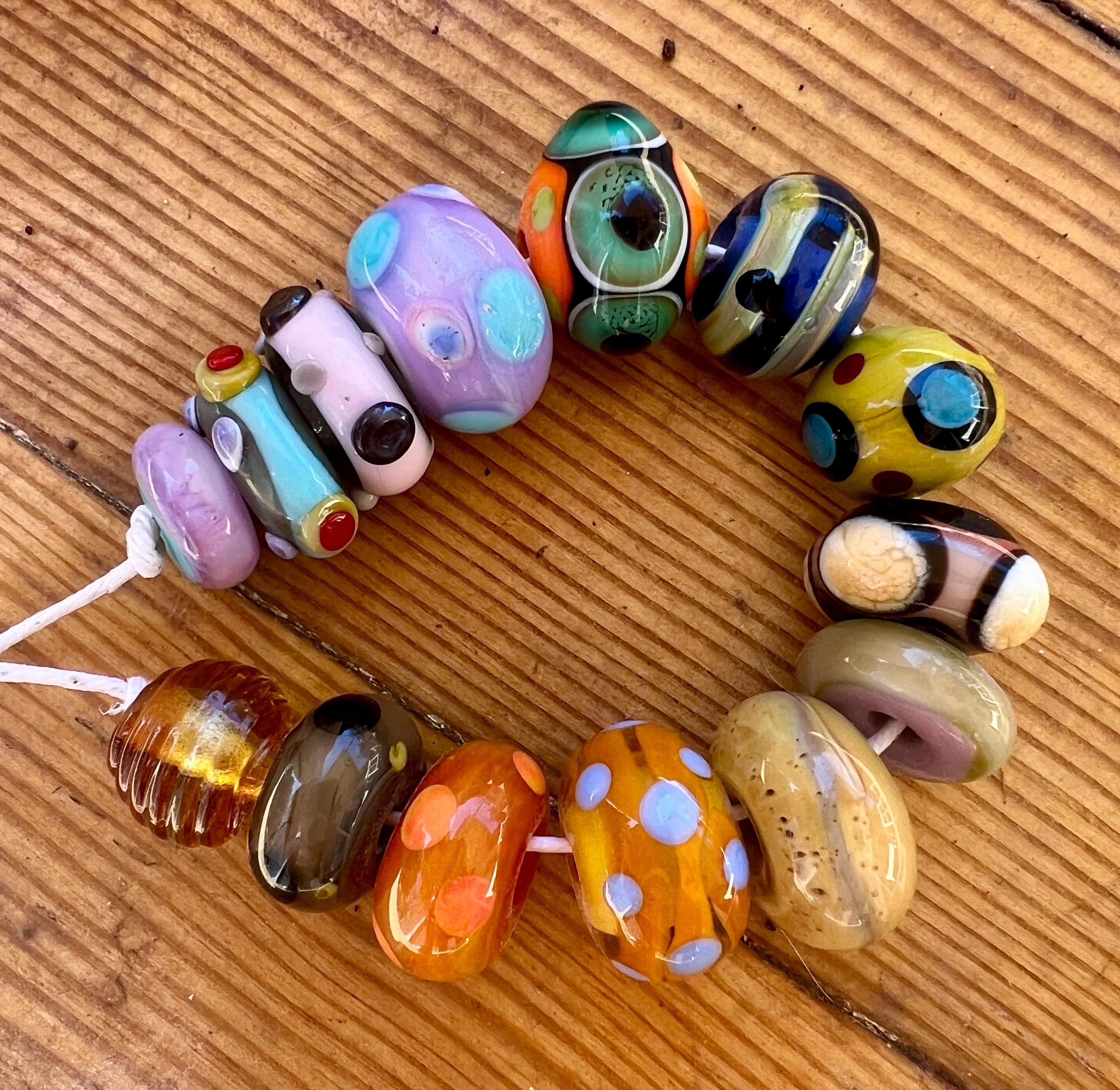 Lamp Work Bead Set Hand Crafted Glass Beads Mixed Beads for Jewelry and ...