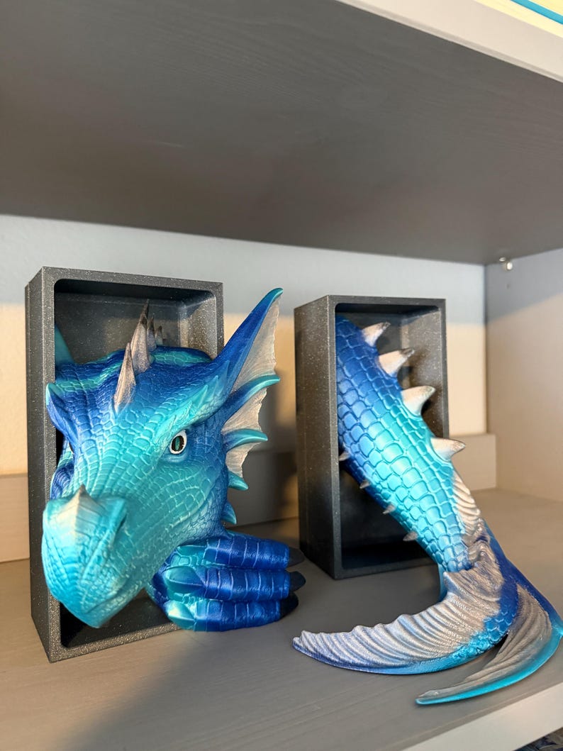 Sea Dragon Emerging Book Nook - Bookshelf Guardian Decor | Head, Claw ...
