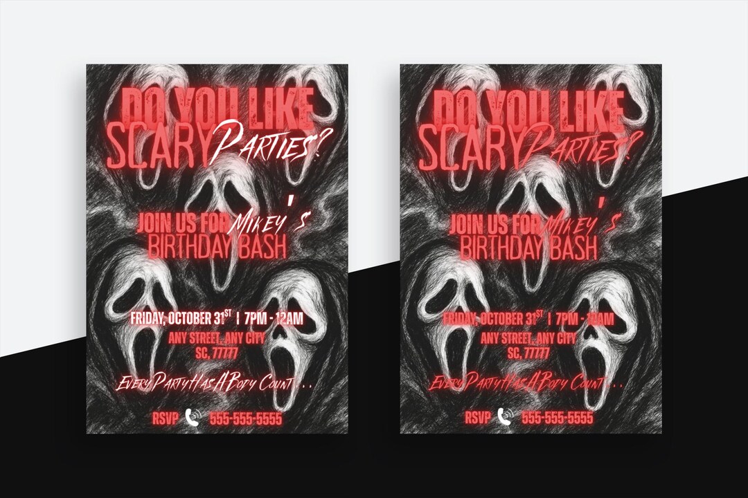 Scream Birthday Invitation, 90s Horror Party (digital Download) - Etsy