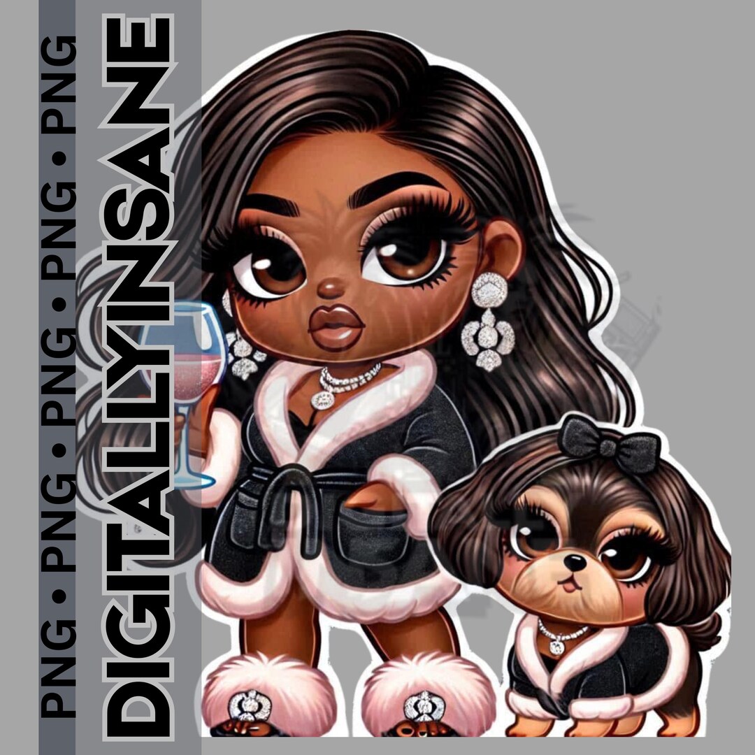Chibi Woman With Dog PNG: Spa Party Clipart (digital Download) - Etsy