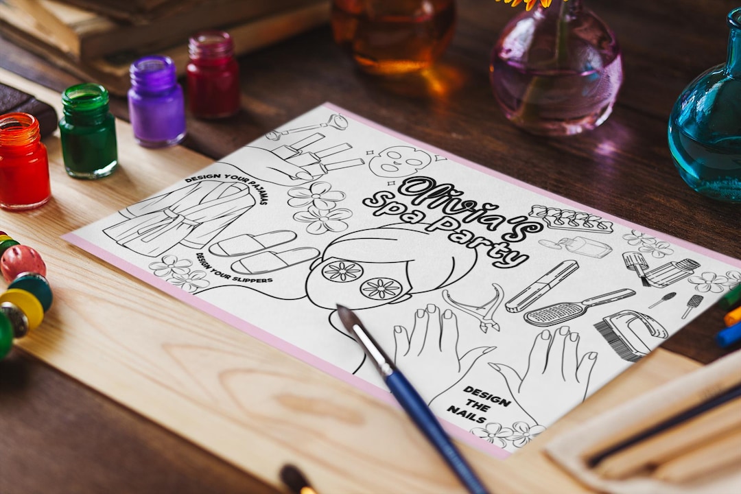 Spa Party Activity Placemat: Kids Coloring Sheet (digital Download) - Etsy