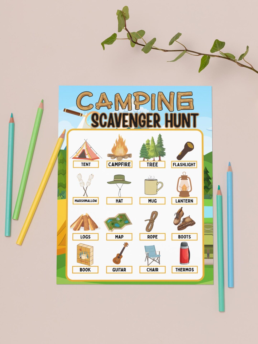 Scavenger Hunt Camping for Kids, Outdoor Scavenger Hunt, Wildnerness ...