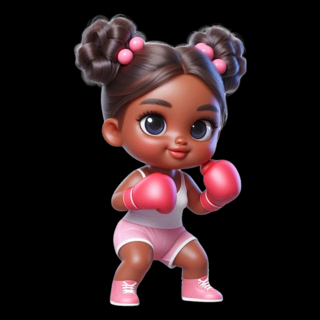 Afro Girl Boxing PNG: Baby Shower Clipart (digital Download) - Etsy
