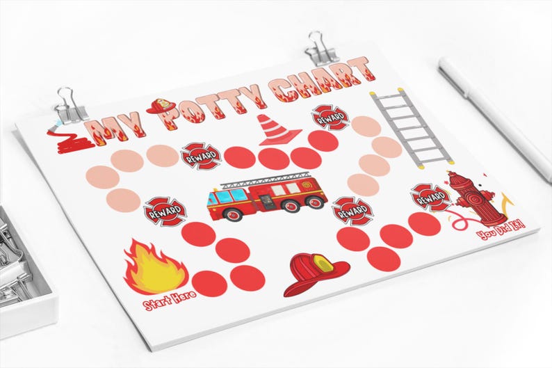 Firefighter Potty Training Chart for Boys: Toddler Reward Tracker (PDF ...