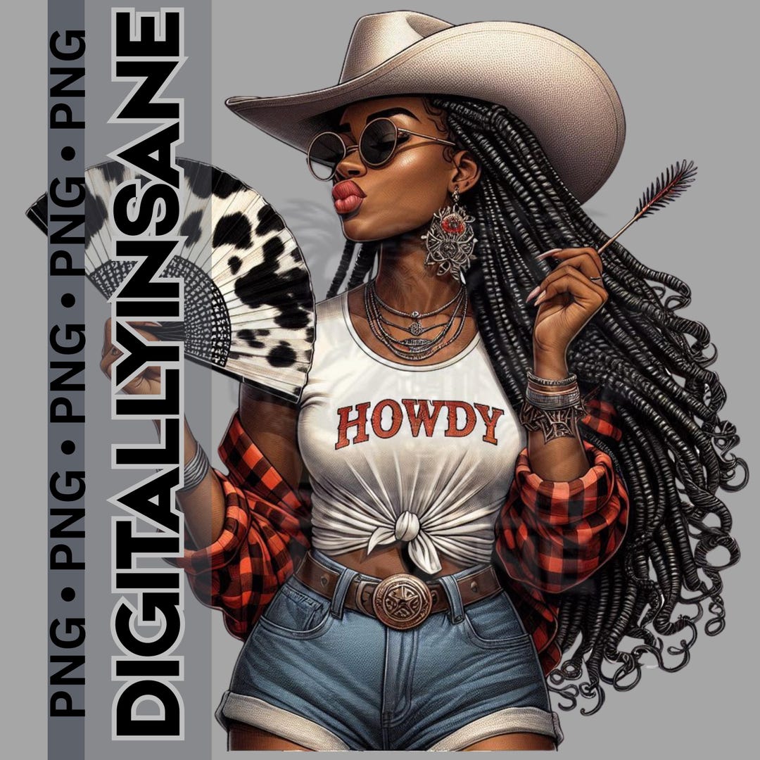 Cowgirl With Hat Png, Melanin Cowgirl Png, Afro Western Png, Melanin ...