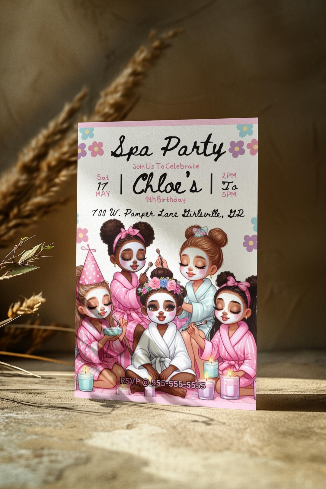 Spa Birthday Party Invitation: Girls Slumber Party (digital Download ...