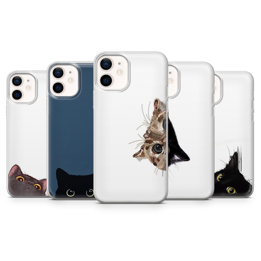 Black Cat Phone Case Flow Funny Animal Cute Cover for iPhone 16e, 16 ...