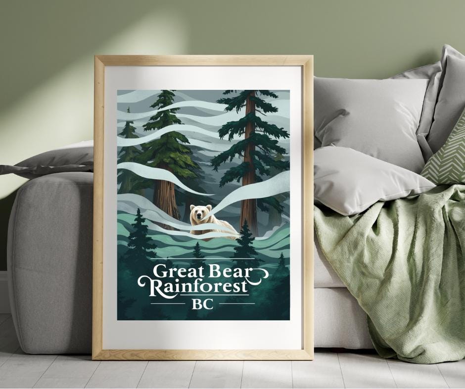 Great Bear Rainforest Poster | British Columbia Travel Art | Temperate ...