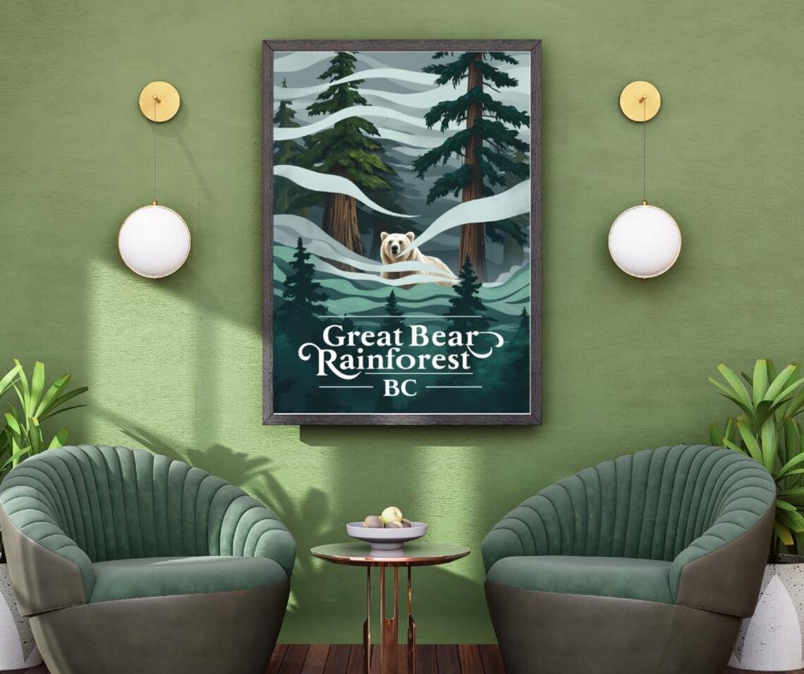 Great Bear Rainforest Poster | British Columbia Travel Art | Temperate ...