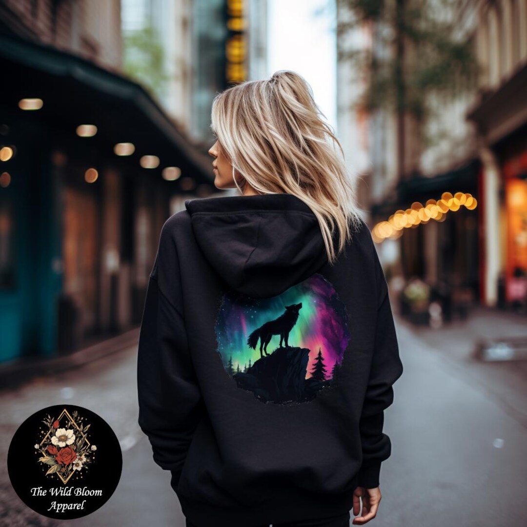 Wolf Back Print Sweatshirt or Hoodie, Nature Sweatshirt, Womens Wolf ...