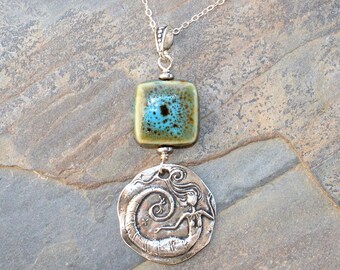 Personalized Mermaid Initial Monogram Locket Necklace. - Etsy