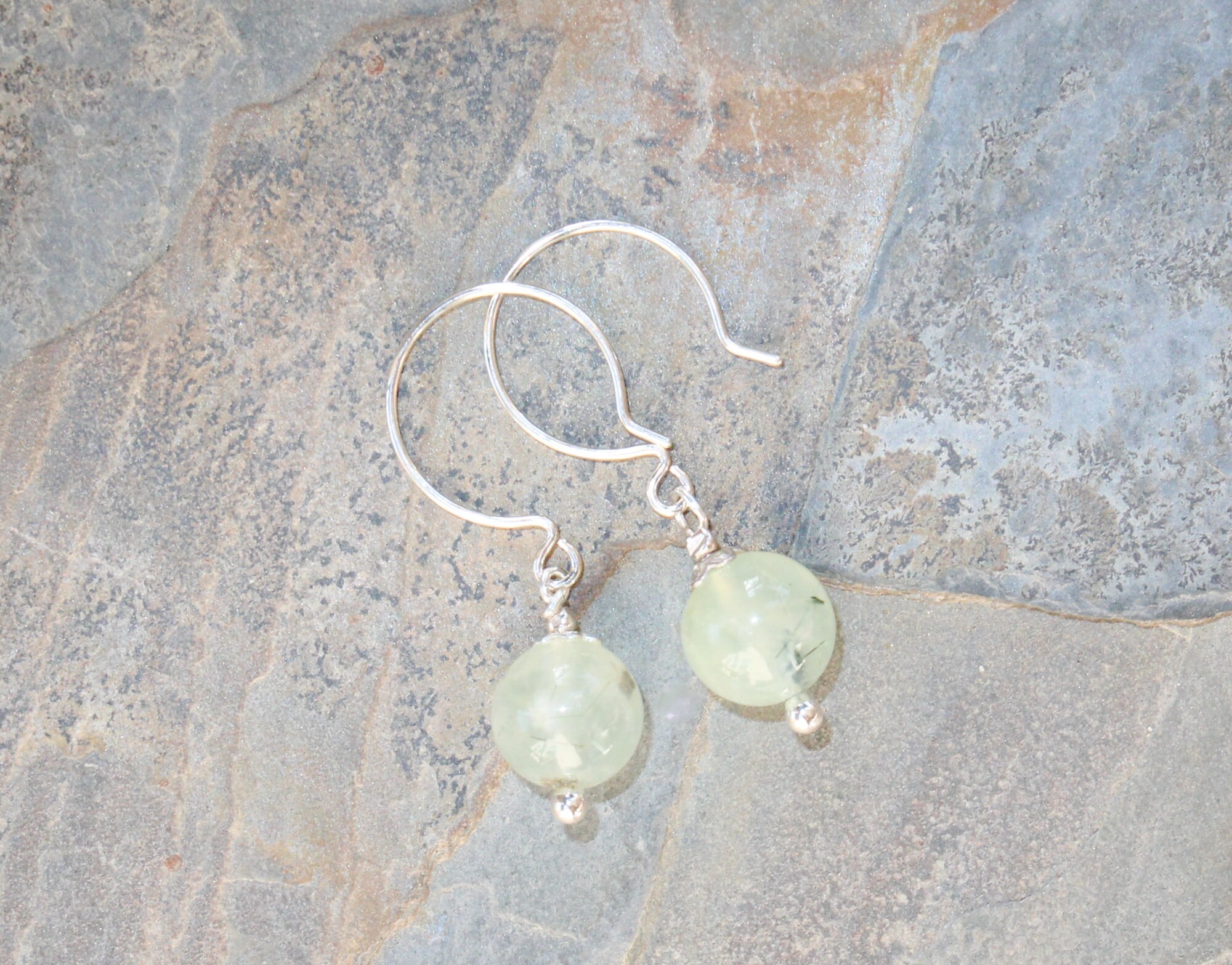 Light Green Earrings Sterling Silver Earrings Prehnite | Etsy