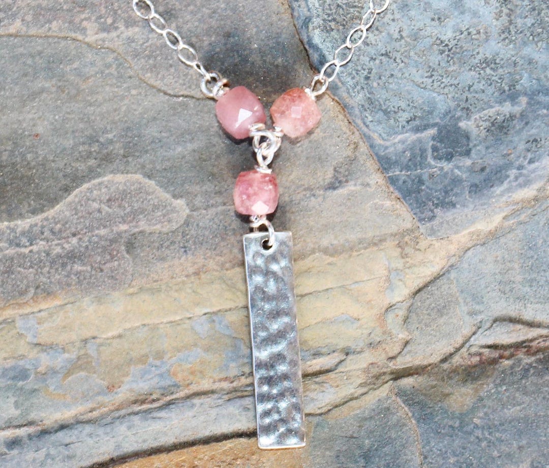 Muscovite Necklace, Sterling Silver Necklace, Hammered Silver Necklace ...