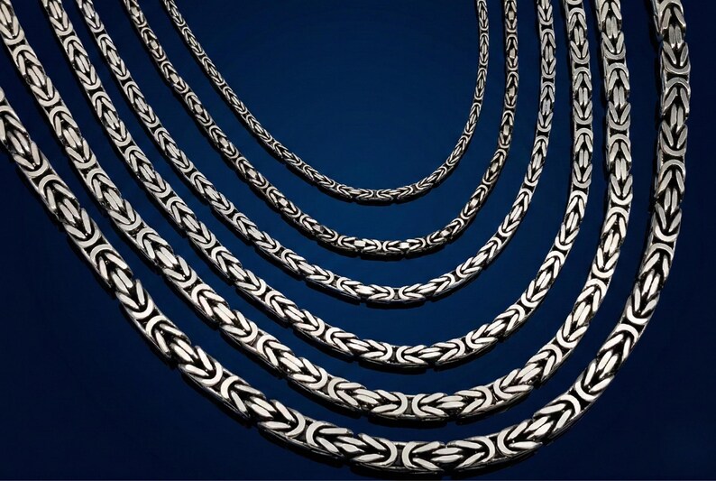 Heavy Solid Square Byzantine Chain Necklace 925 Sterling Silver ...