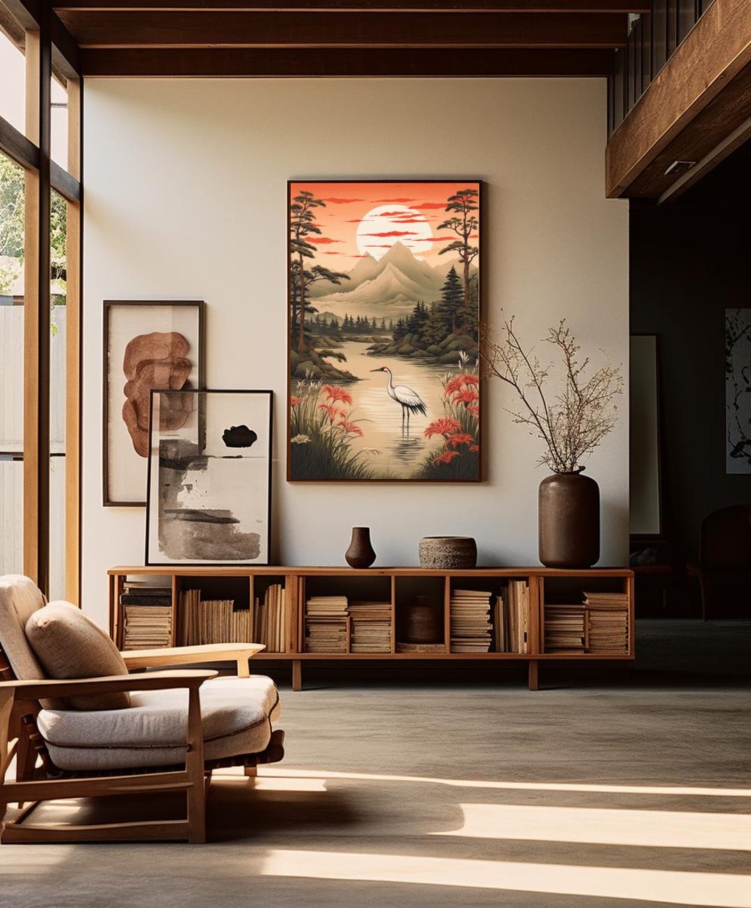 Tsuru Cranes Ukiyoe Art | Digital Wall Art Print | Japanese Inspired ...