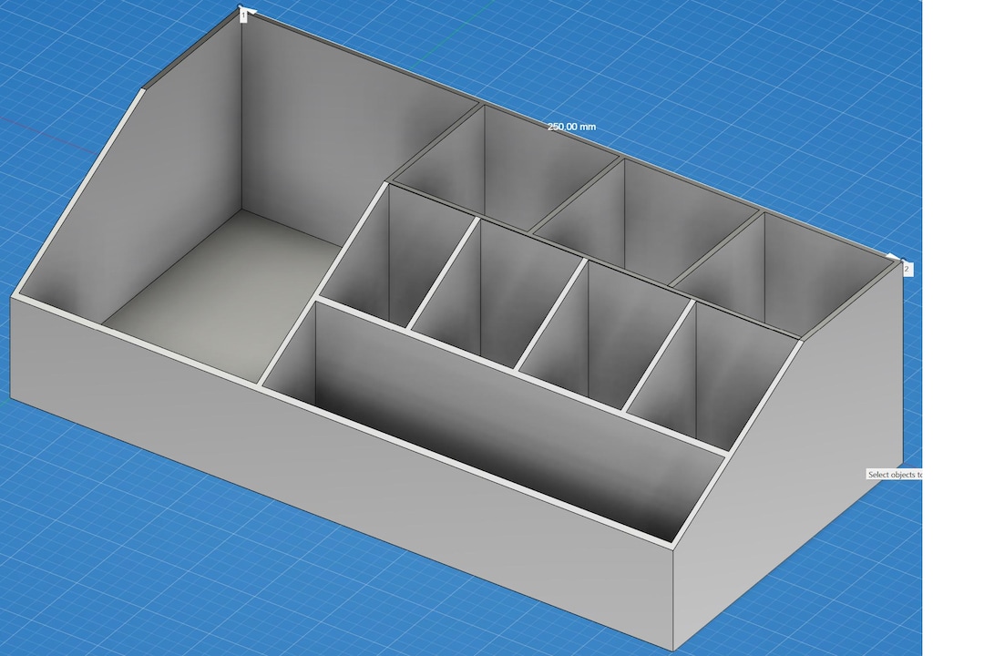 3D Printed Desk Organizer STL – 9 Compartment Digital File (250×127× ...