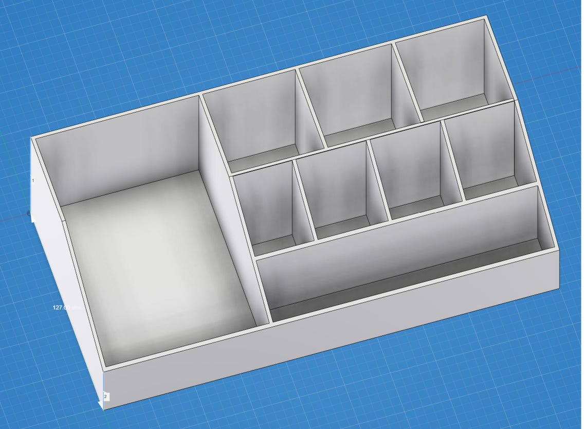 3D Printed Desk Organizer STL – 9 Compartment Digital File (250×127× ...