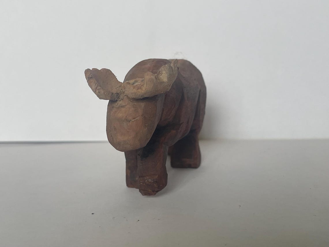 Hand-carved Painted Wooden Moose - Realistic Animal Wood Sculpture ...