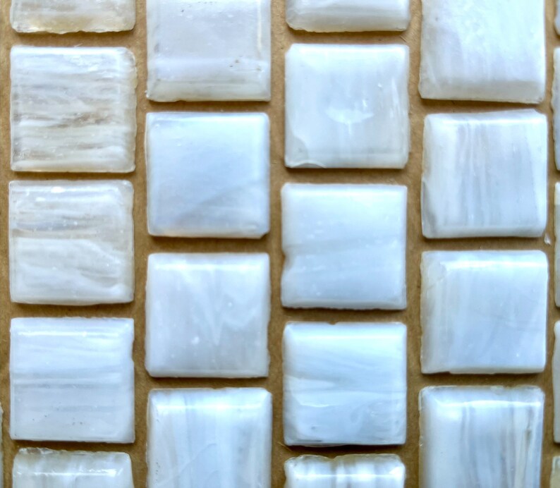 PEARLY GLASS 1x1 TILES on Paper Backing- Various Shades of White ...