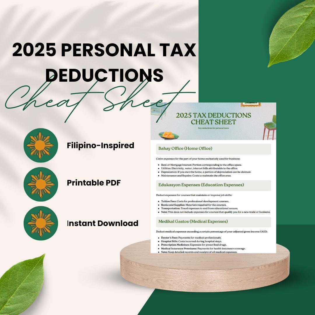 2025 Personal Tax Deductions Cheat Sheet | Filipino-inspired Printable ...