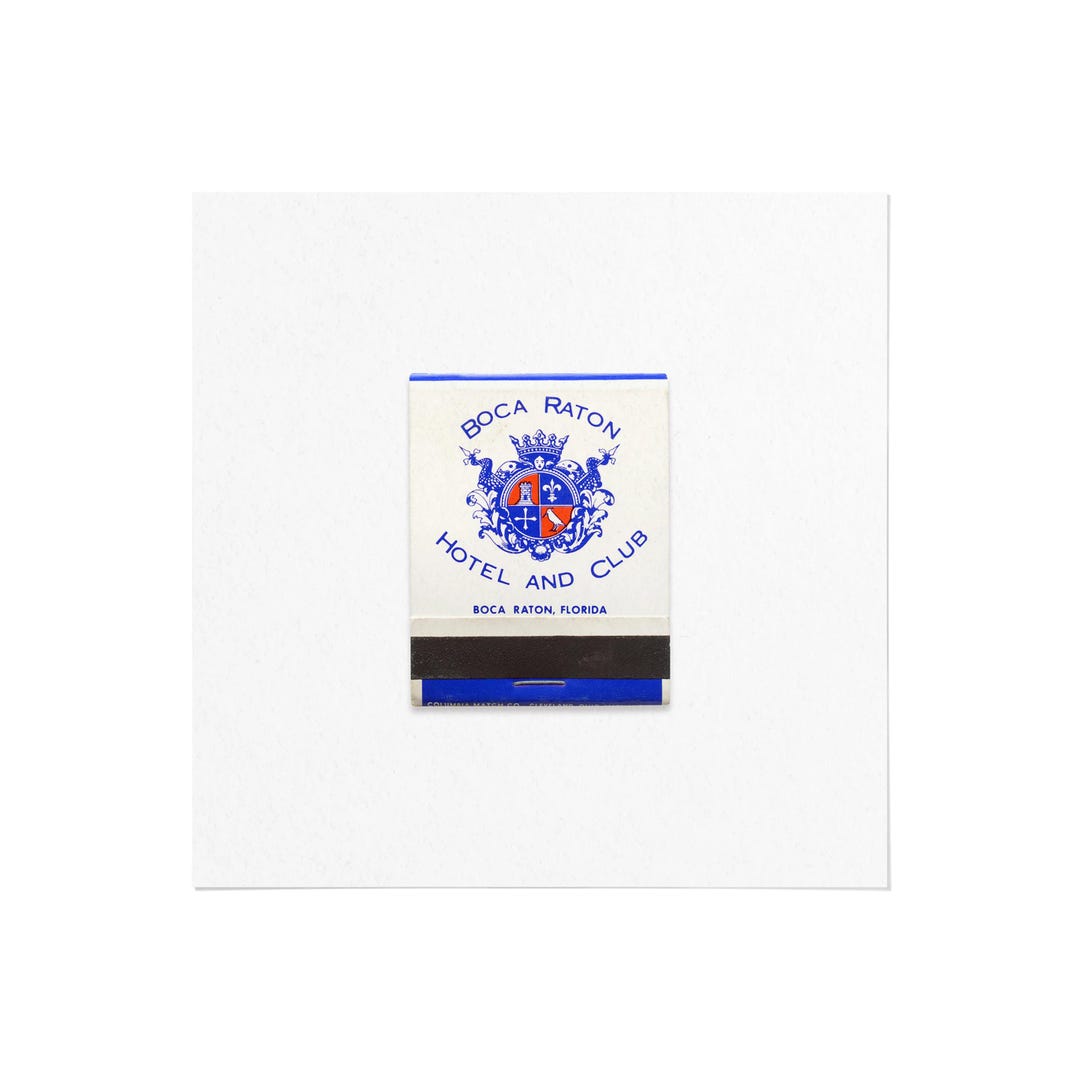 Boca Raton Hotel & Club (FL) - Vintage 1950s Matchbook Cover Glicee ...