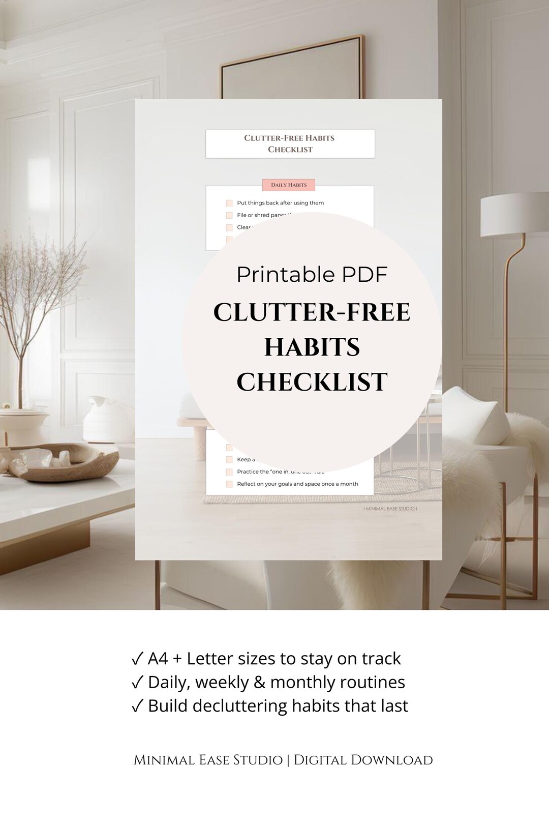 Clutter-free Habits Checklist | Daily, Weekly & Monthly Decluttering ...