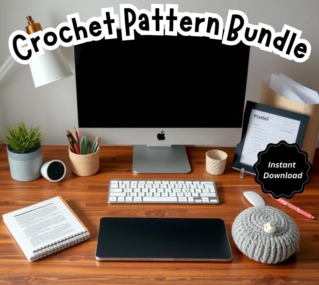 Modern Tech Crochet Bundle: Ergonomic Cable Organizer, Laptop Sleeve ...