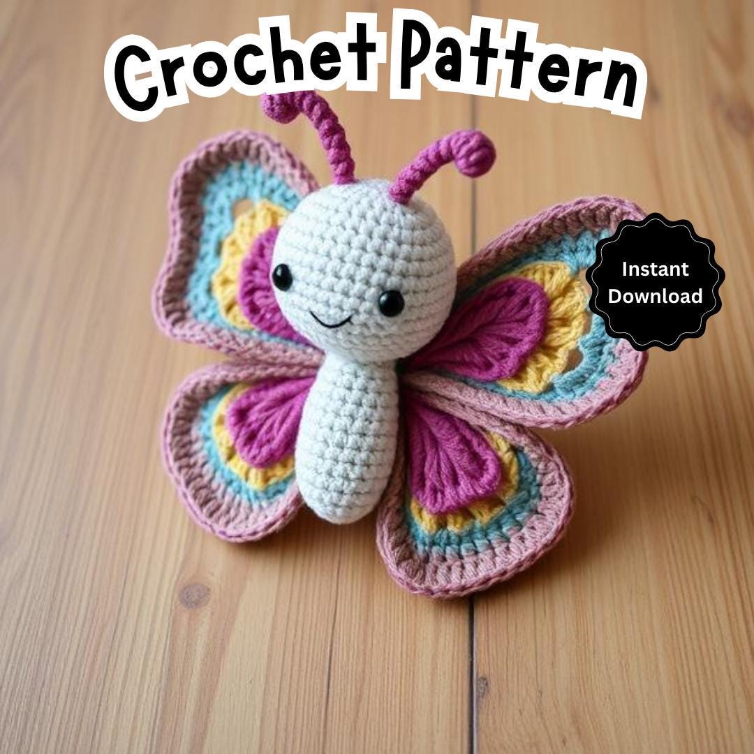 Crochet Butterfly Pattern PDF | Whimsical Amigurumi Butterfly With ...