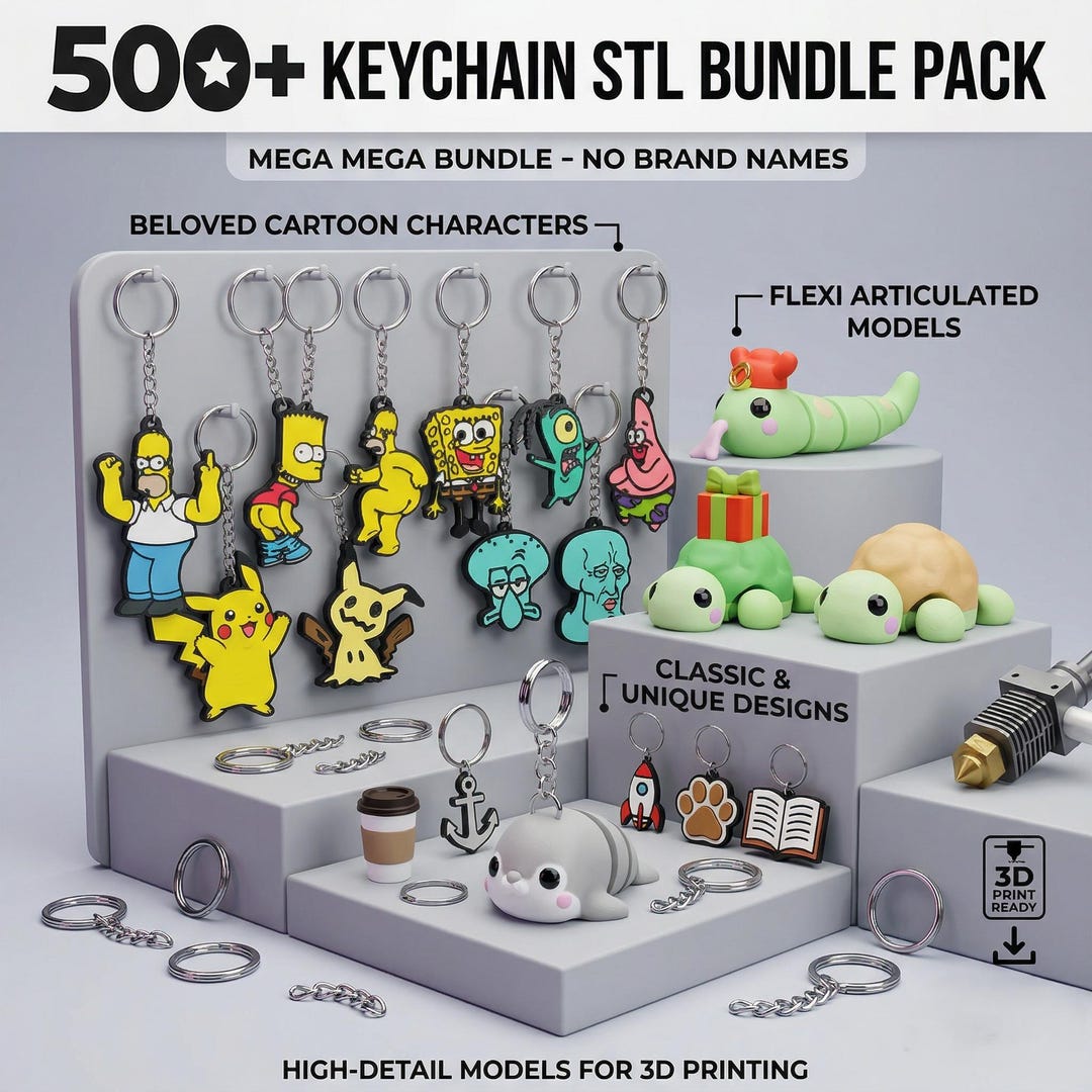 Keychain STL Mega Bundle | 500+ 3D Print Files | Commercial License - Etsy