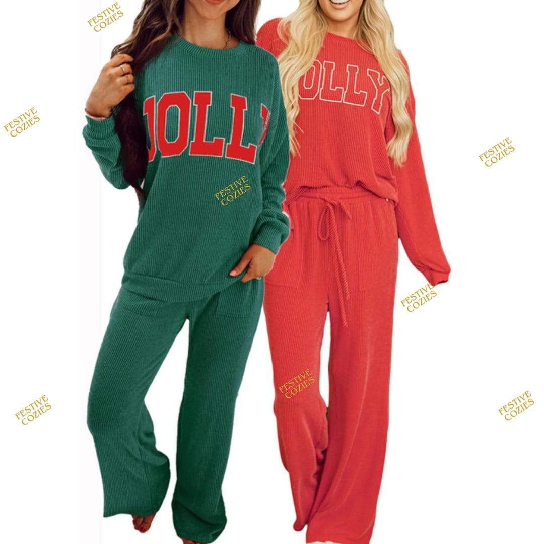 Women's Knitted Loungewear Set: Christmas Jogger Tracksuit, Jolly ...